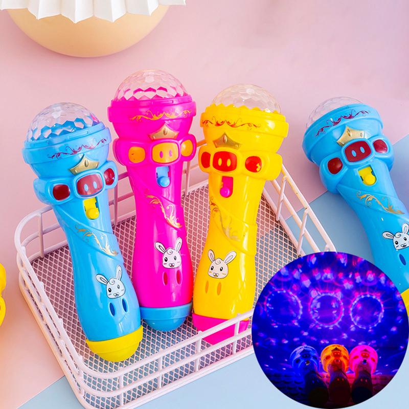 LED Microphone Toys Colorful Lights 3D Projection Glowing Luminous ...