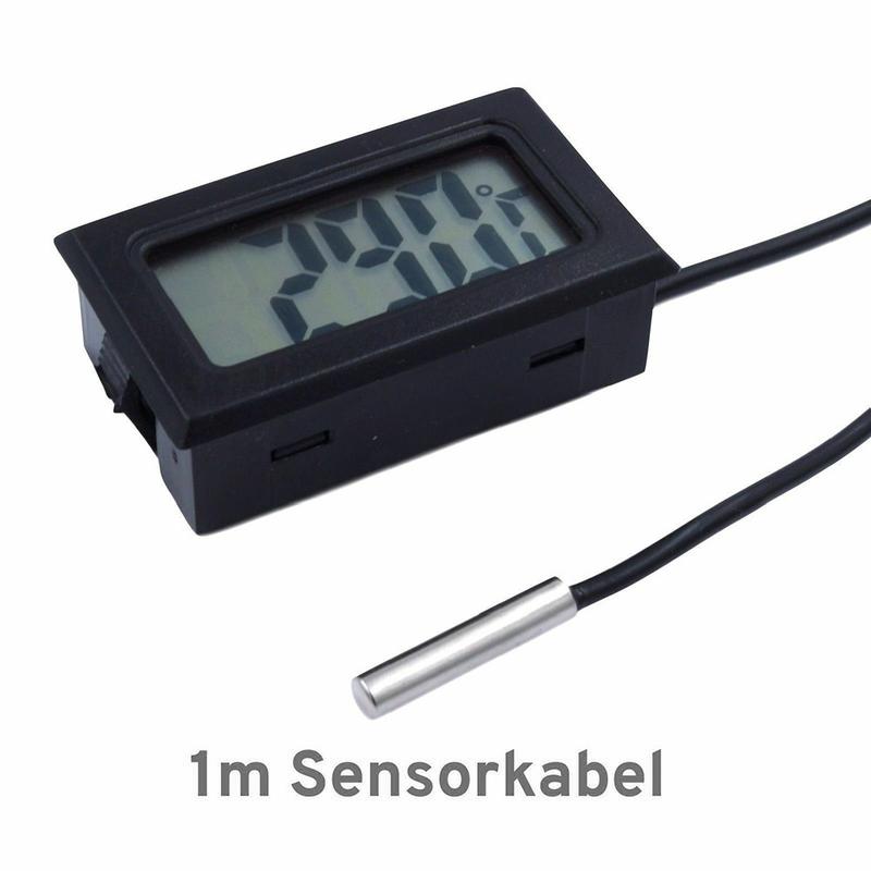 Termometer digital mini dengan probe, paparan suhu, kabel hitam ...