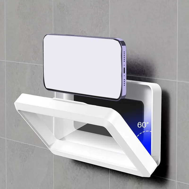 Waterproof Wall Mounted Shower Phone Holder, Transparent 360° Rotatable ...
