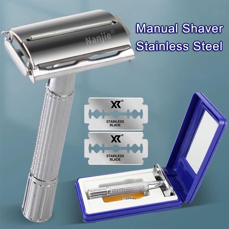 Manual Shaver For Men Stainless Steel Manual Men Razor Doubl - TikTok ...