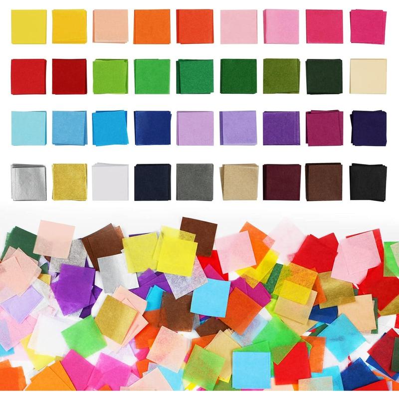 5400 count 1 Inch Tissue Paper Squares, 36 Assorted Colored Tissue ...
