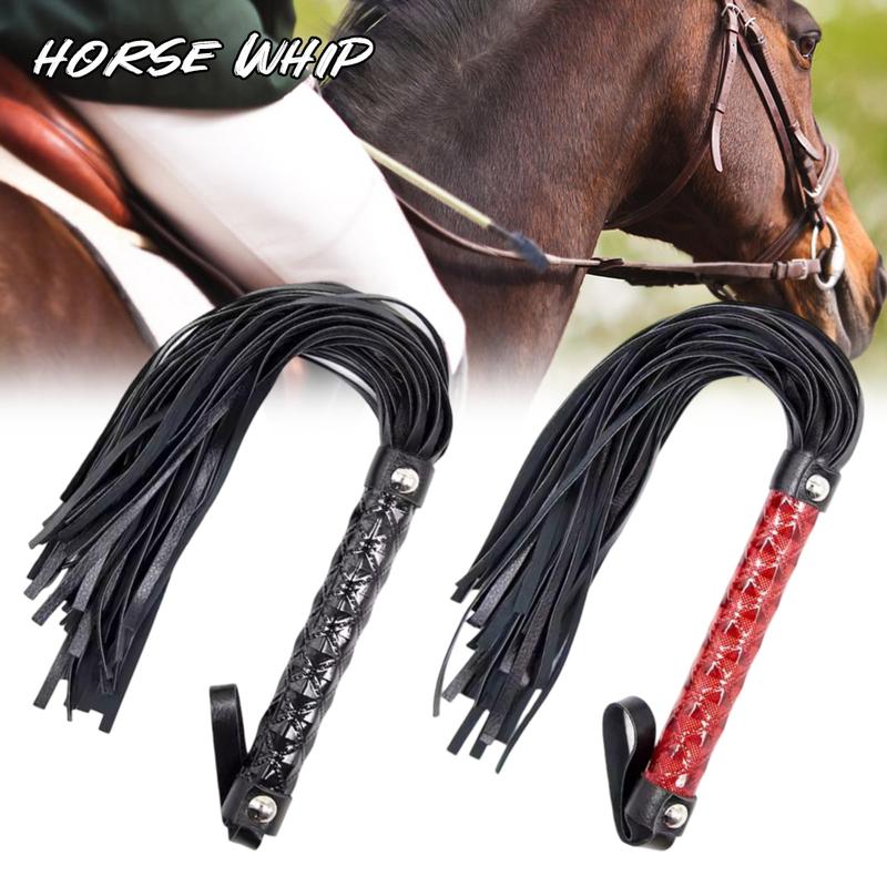 CA 1Pc Horse Whip Non-Slip Leather Horse Whip Equestrian Cycling ...