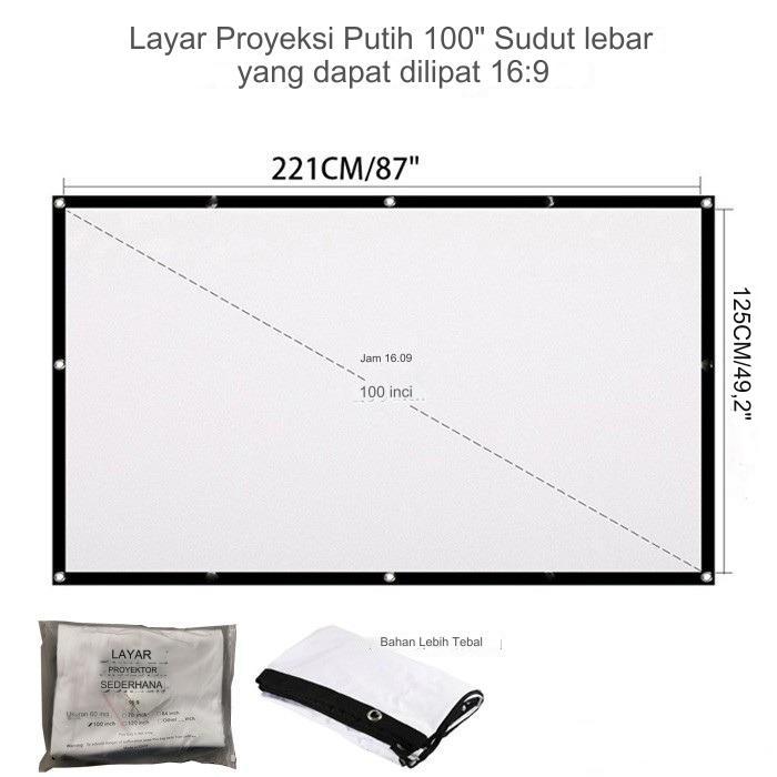 Kain Layar Proyektor 100 Inch Polyester Sreen Projector Free - Shop ...