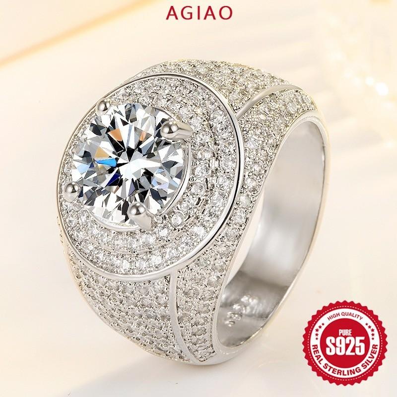 AGIAO Cincin Berlian Perak Zircon 3 Karat Mewah Penuh Berlia - Shop | Tokopedia