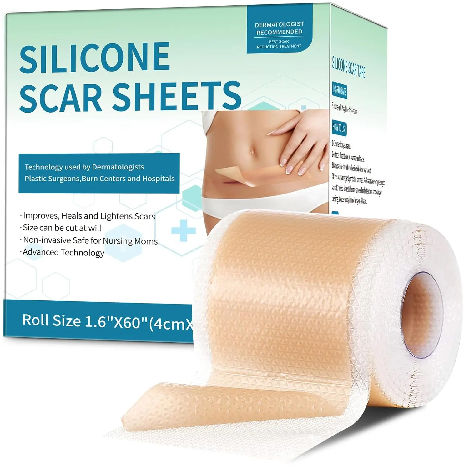 Pumkot Professional Silicone Scar Sheets (1.6" x 120" Scar Roll-3M ...