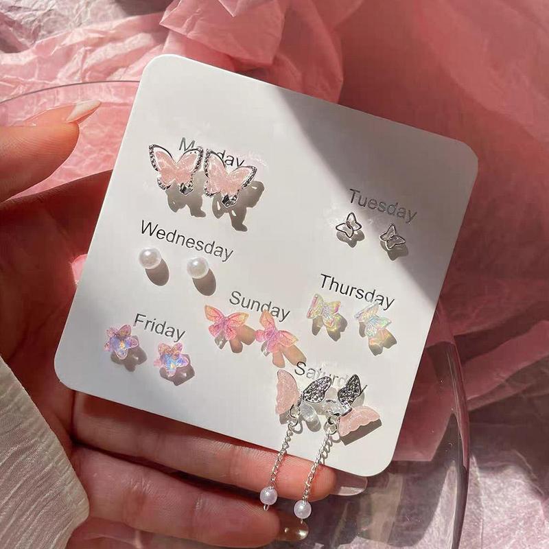 Half Blue Butterfly Niche Earrings Flower Season Girl Series - TikTok ...