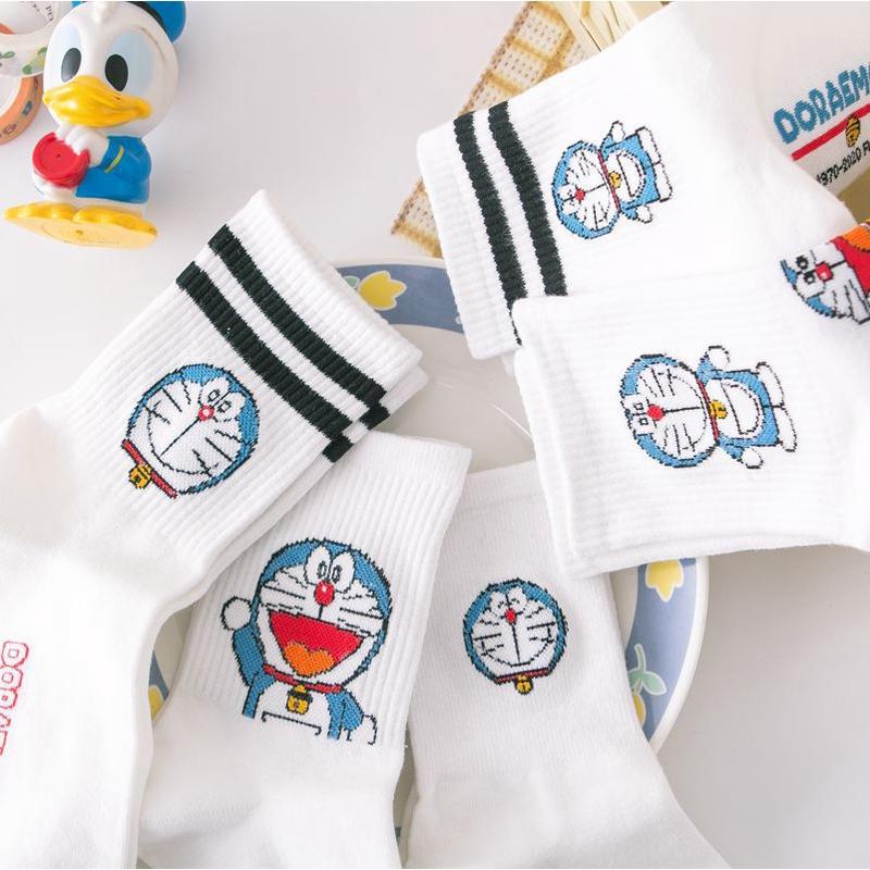 Doraemon Pattern White Woman Men Unisex Cotton Socks - TikTok Shop ...