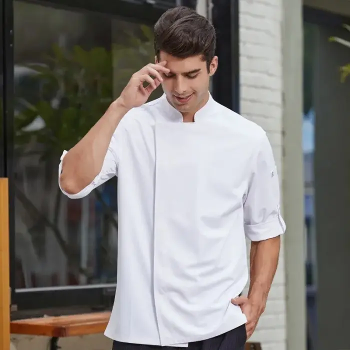 jaket chef koki simple, seragam restoran hotel unisex - Putih, S Baju ...