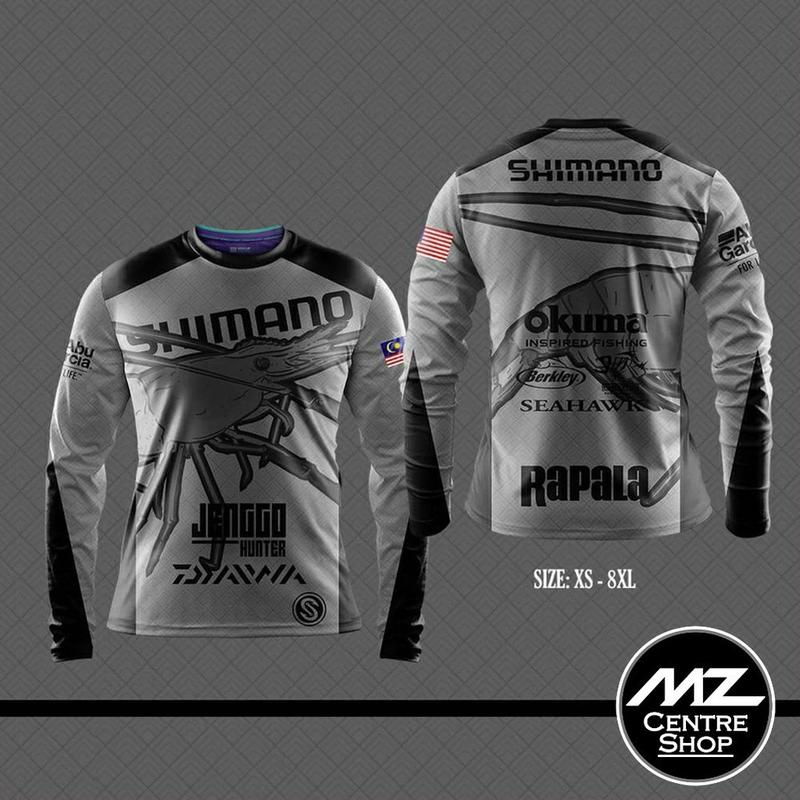 Baju Memancing, Baju-T Lelaki Sardin, Lengan Panjang, Versi Bercetak ...