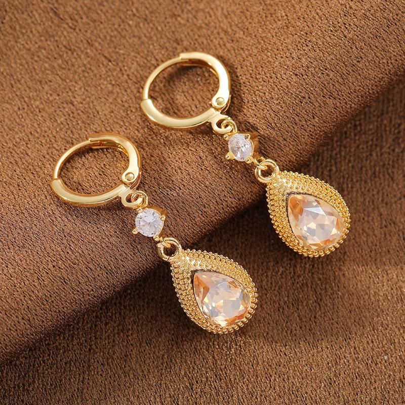 Zircon Water Drop Earrings, Crystal-like Eardrop Earring, Women's Light ...