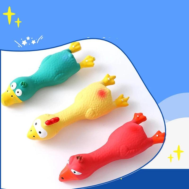 Cute Dog Squeak Toy Latex Chicken Shape Durable Chew for Small-Medium ...
