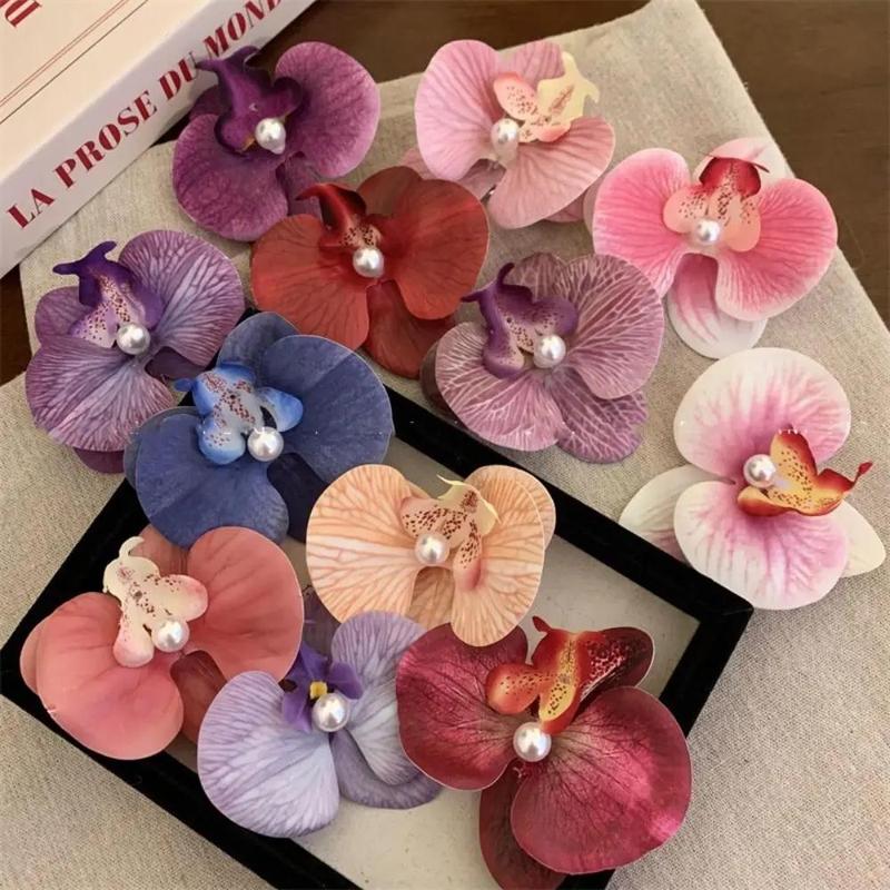 Klip rambut orkid Phalaenopsis, 1PC, klip sisi gaya mori, kepala ...