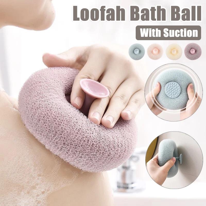 Loofah Bath Ball with Suction Cup Nylon Comfortable Bath Flower ...