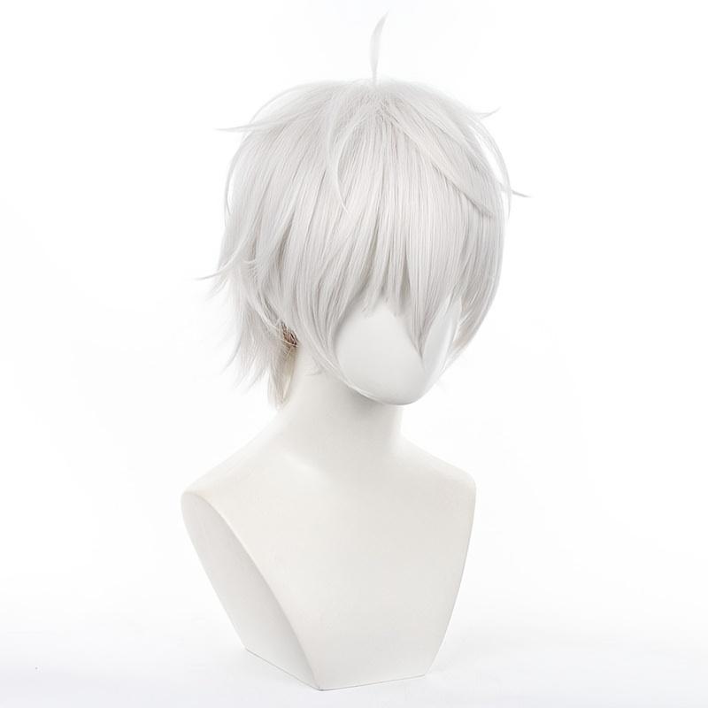 Anime Cosplay Wig, Unisex Short White Hair with Bangs, Blue Prison ...