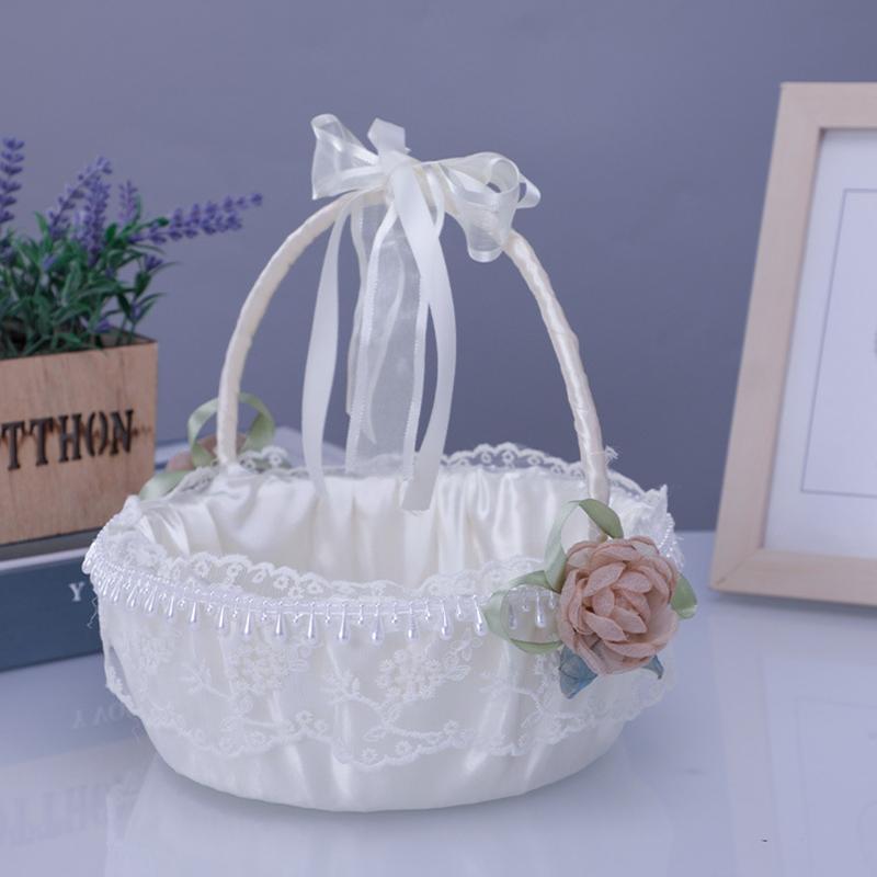 Bakul Bunga Satin Elegan, Dengan Mawar Sutera dan Mutiara, Sesuai ...