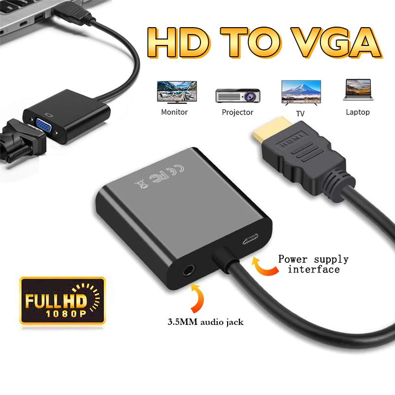 HDMI To VGA Line Audio Output Cable Micro USB Power Supply Putih ...