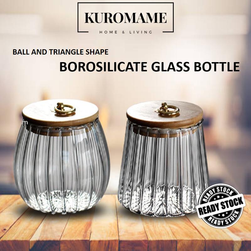 【KUROMAME】Balang Kaca Lutsinar dengan Penutup Kayu Storage Containers ...