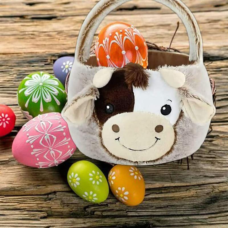 Cow Easter Basket Plush Toys Spring Gift Candies Buckets Tot - TikTok ...