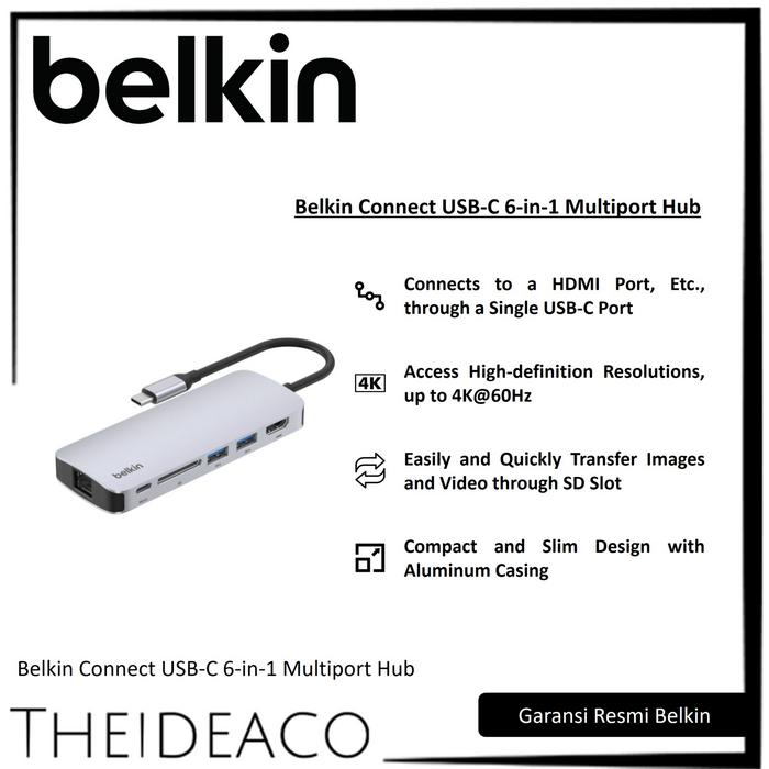 Promo Belkin Connect USB-C 6-in-1 Multiport Hub (AVC008fqSGY-V2 ...