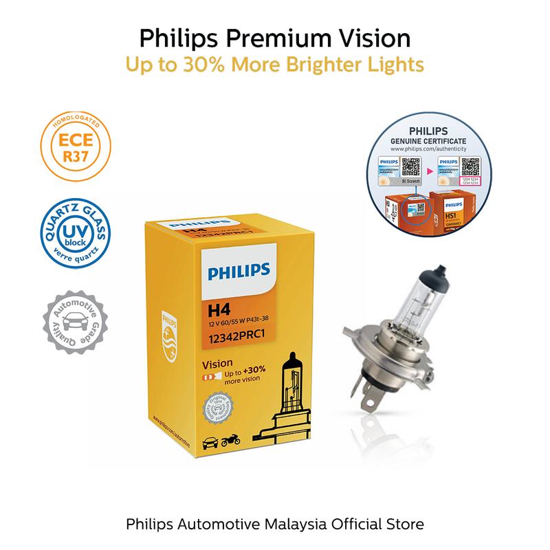 Philips Premium Vision Car Headlight Bulb ( H1 H3 H4 H7 H11 HB3 ...