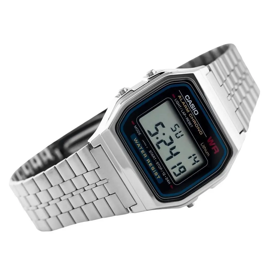 Casio Vintage (A159W-N1DF) Silver Stainless Steel Strap Digital Watch ...