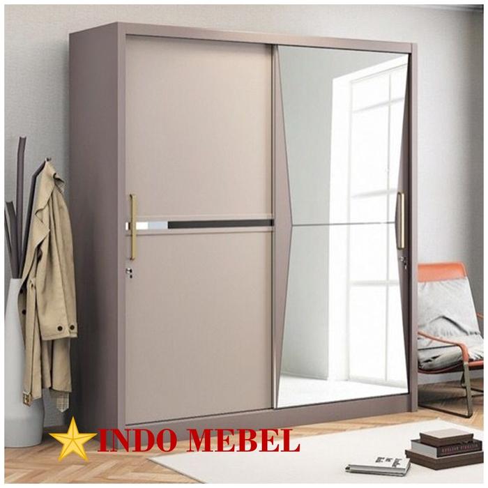 Jual Lemari Pakaian SLIDING Volare Cermin Besar ( 2 Meter ) Beige ...