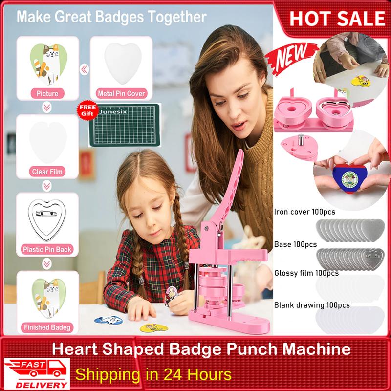 DIY Heart Shaped Badge Punch Button Making Machine Heart manual ...