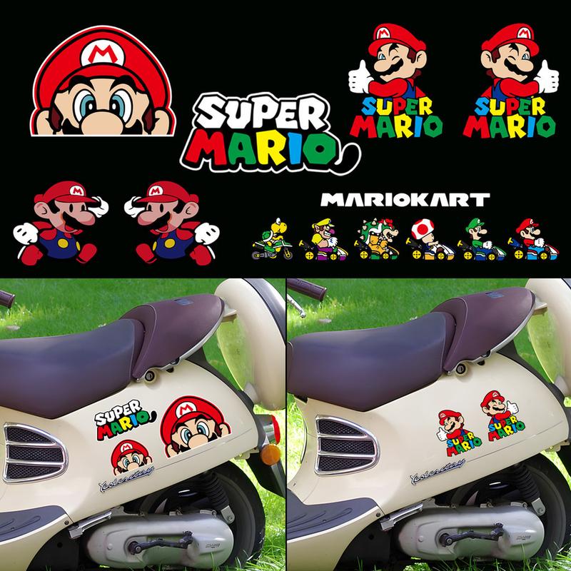 Super Mario Motorcycle Sticker Reflective Cartoon Motorbike Body ...