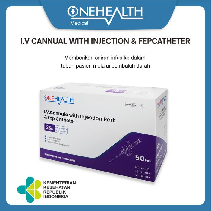 Promo Onehealth I.V Cannula with Injection Port & FEP Catheter Alat ...