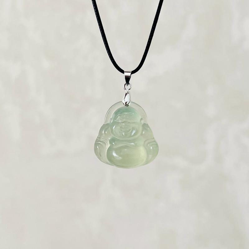 Kalung Patung Buddha, Diperbuat daripada Jed Alamiah, Hijau Muda ...