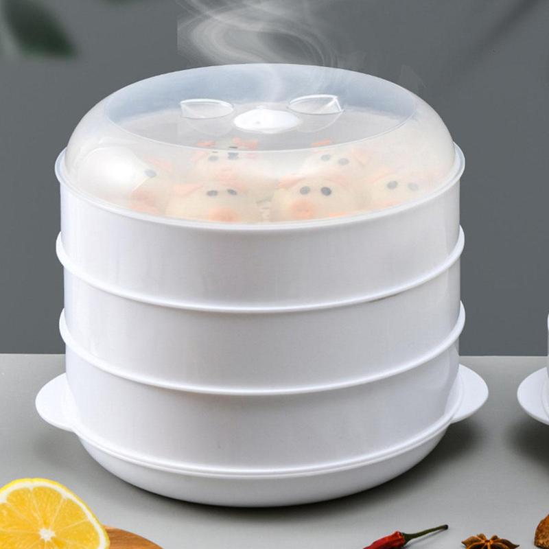 Lavini 3 Layer Microwave Plastic Steamer With Cover Heating Steamer ...