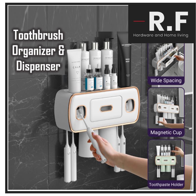 Toothbrush Holder Double Automatic Toothpaste Squeezer Dispenser ...