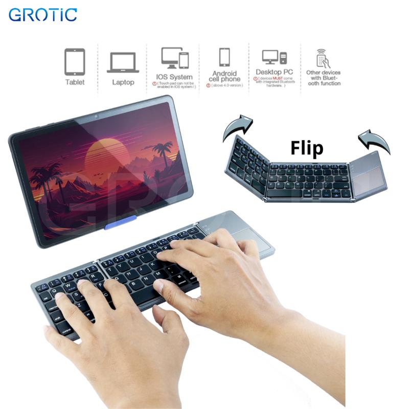 GROTIC Keyboard Bluetooth Portable Three Folding Magnetic With - Shop ...