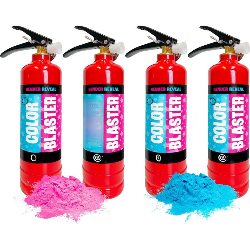 Gender Reveal Fire Extinguisher - 2 Blue & 2 Pink Color Blasters ...