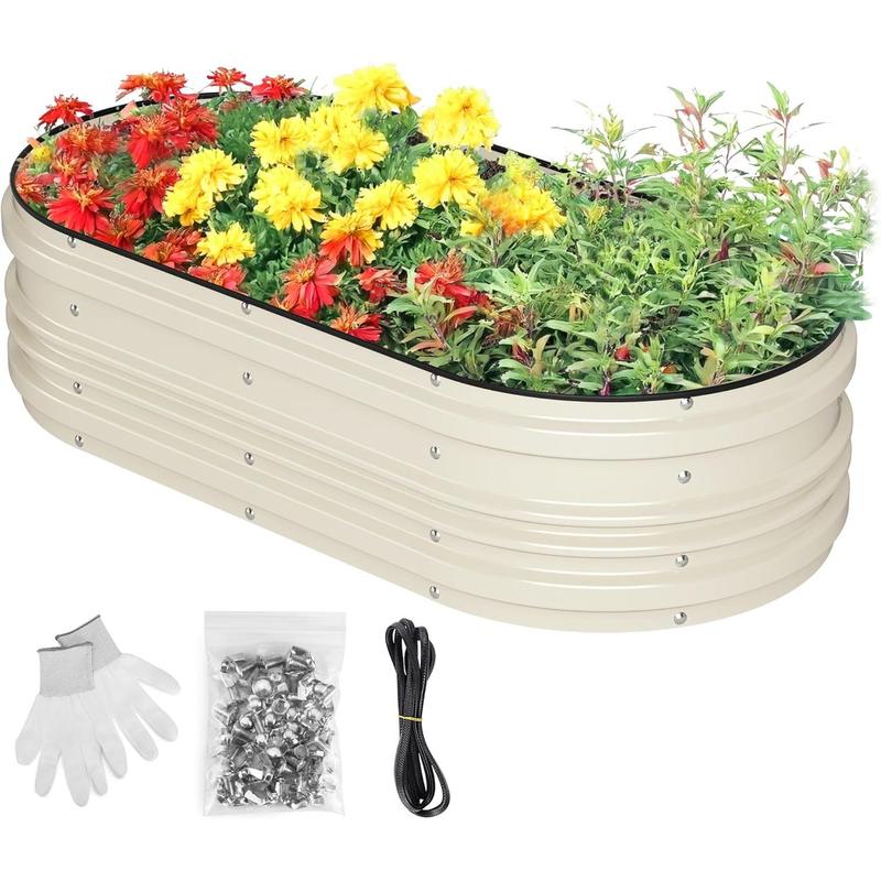 4x2x1ft Galvanized Raised Garden Bed Set, Rust & Protection, Easy Assembly, Safe Edge, Ideal for ...