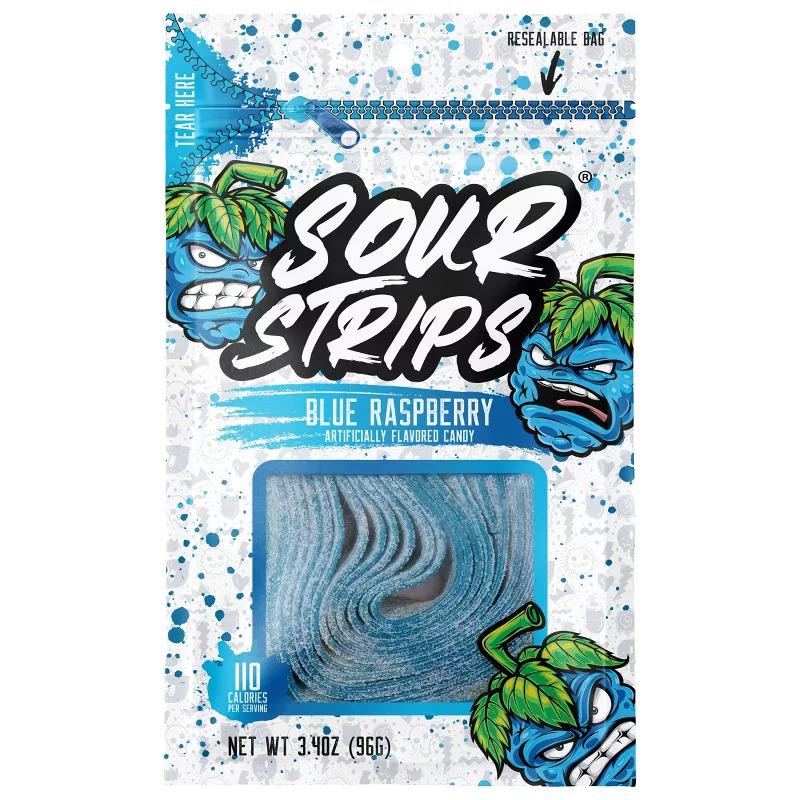 Sour Strips Blue Raspberry Candy - 3.4oz Snack Fruit - TikTok Shop