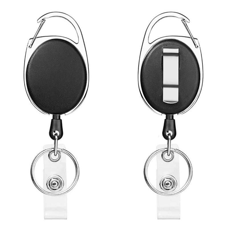 Easy Pull Clip Carabiner Reel Clip Keychain Retractable Badge Clip ...