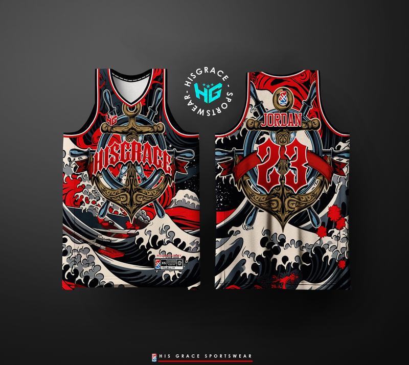 252 HG BASKETBALL CONCEPT ANCHOR SHIPWHEEL BLACK RED FULL SUBLIMATION ...