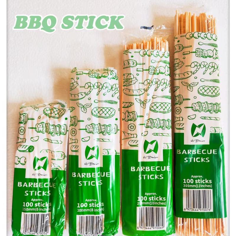 Bamboo Skewers Barbeque stick 8inchs/20cm (Round) BBQ Stick 100pcs/pack ...
