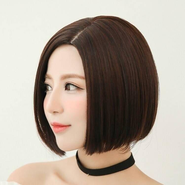 Wig Women's Short Wig Center Split Short Straight Wave Head Wig ...