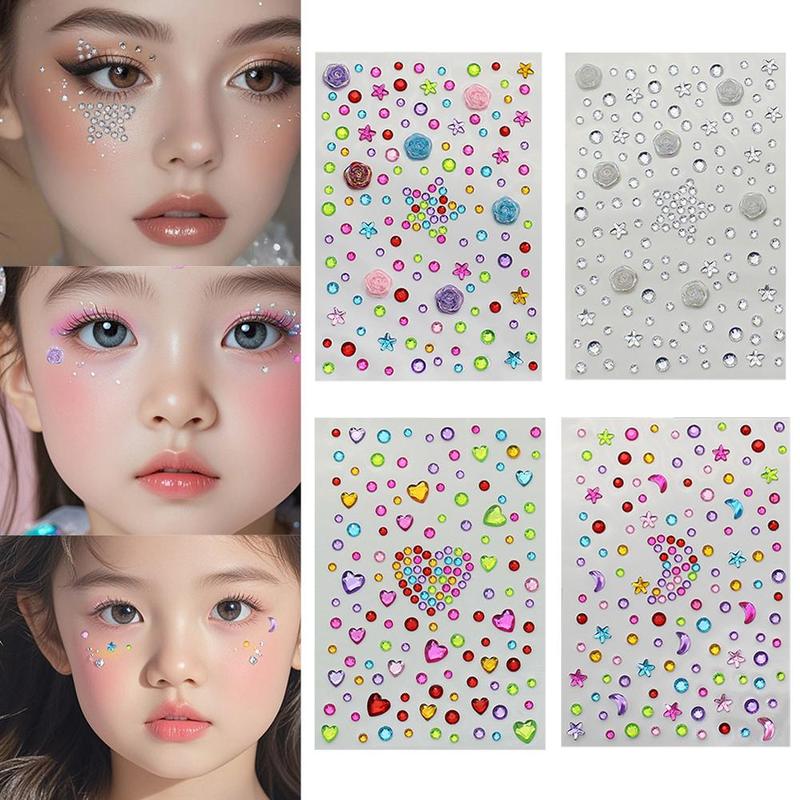 3D Adhesive Face Stickers Decal Party Face Body Colored Diamonds ...