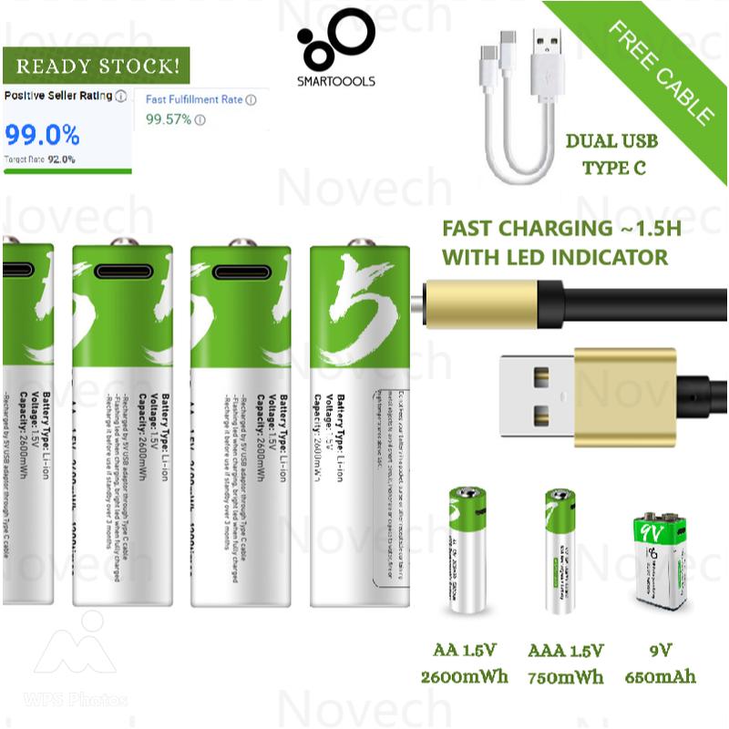 {NEW Hot Sale} USB Type C Rechargeable Battery 1.5V Lithium Li-ion ...
