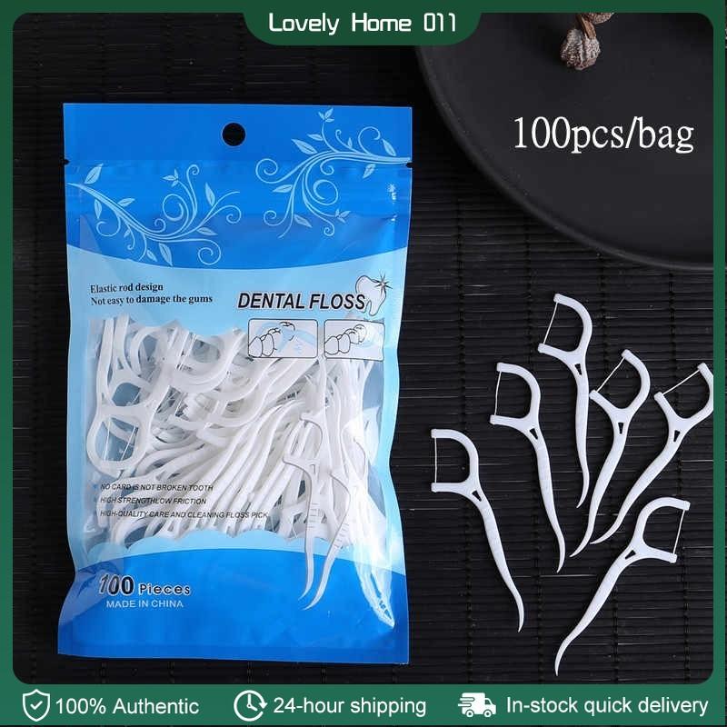100Pcs Dental Floss Toothpicks Oral Teeth Stick Cleaning Interdental ...