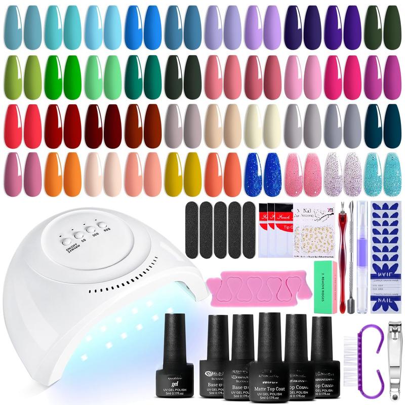 45 count Gel Polish Kit with U V Light LED Lamp 40 Colors Gel - TikTok Shop