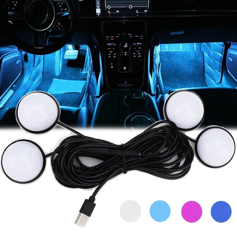 4 IN 1 Car Interior LED Atmosphere Light Foot Ambient Decoration ...