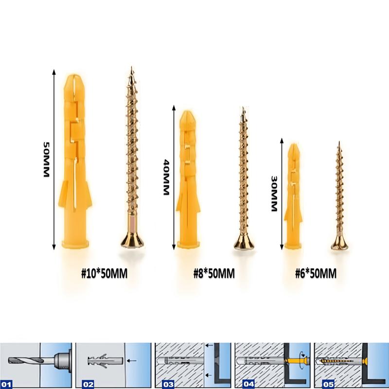 30PCS Tox With Screw,6mm,8mm,10mm,Tox Wall Plug With Stopper,Expand ...