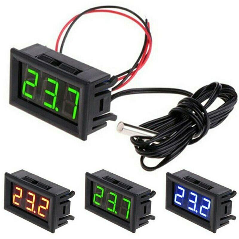 Termometer Digital LED, DC 12V, dengan Meter Penderia Suhu, Probe ...
