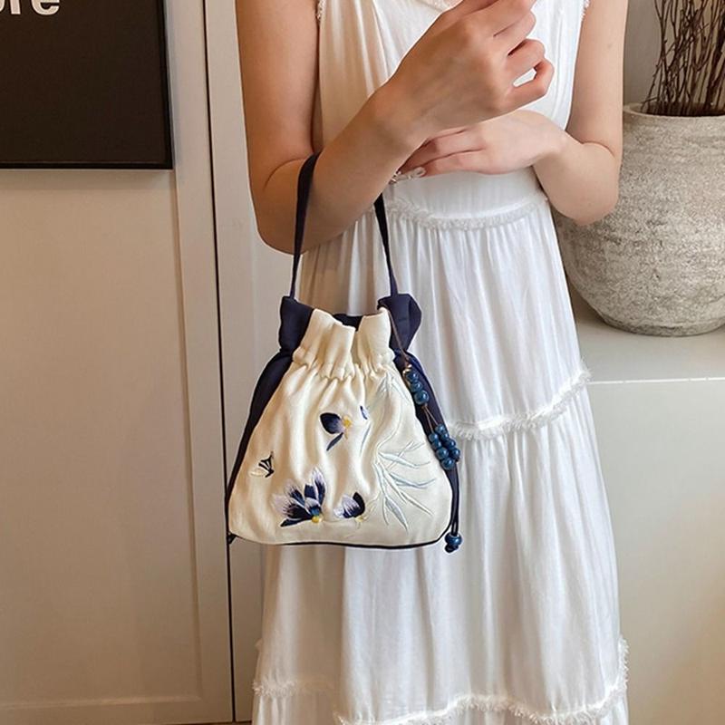 Fashion Ethnic Style Embroidery Drawstring Bucket Bag Flower - TikTok ...