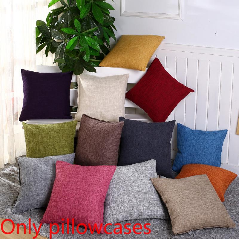 High end solid color linen pillowcase 50x50cm thick linen fabric ...