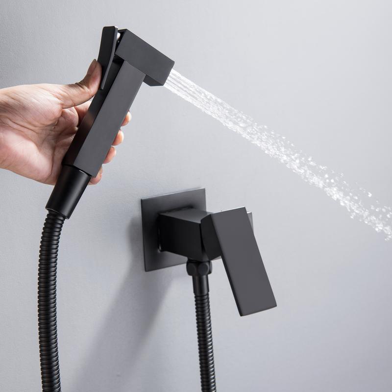 Square Brass Shattaf Spray Wall Mounted Single Lever Toilet Bidet Spray ...